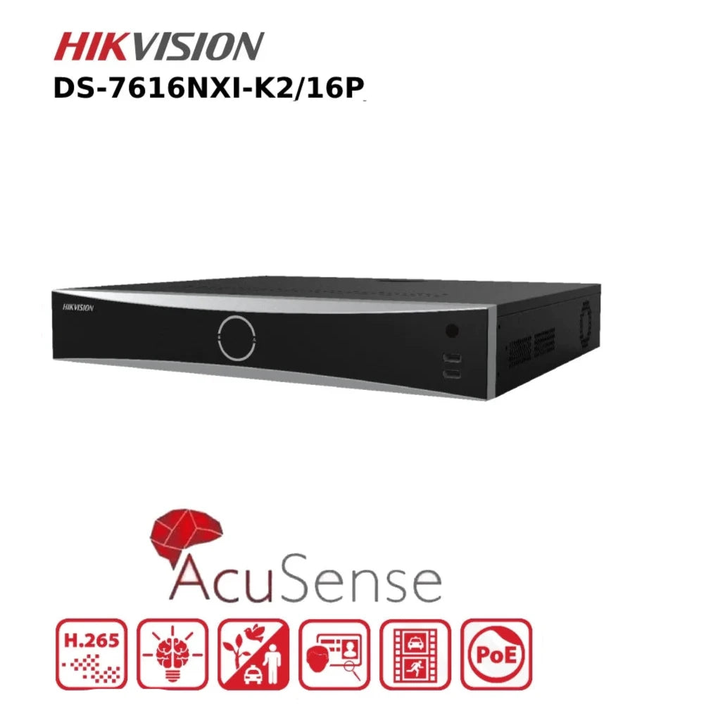 Hikvision 16 Channel 8MP NVR DS-7616NXI-K2/16P 12MP PoE 16 Channel Acu ...