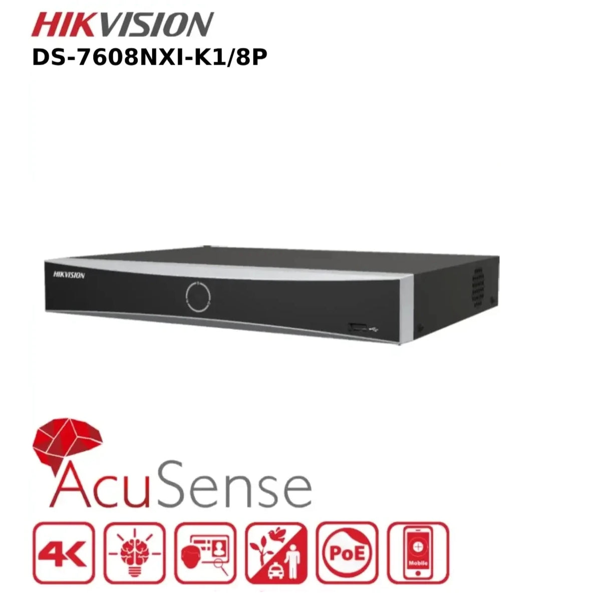 Hikvision 8 Channel NVR DS-7608NXI-K1/8P 4K AcuSense PoE 8 Channel NVR ...